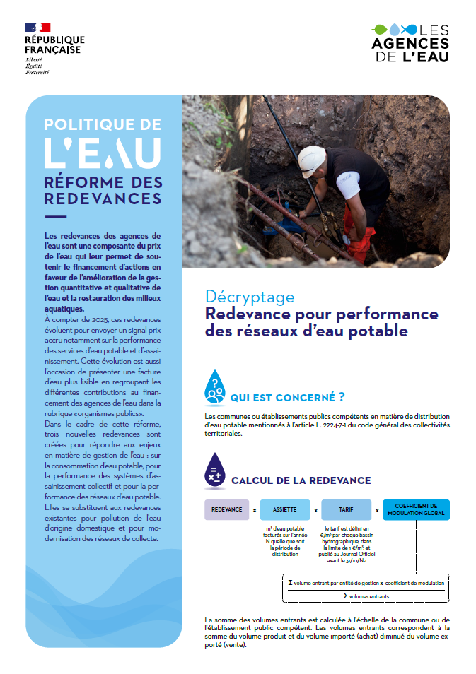 Fiche technique : rédevance sur la consommation d'eau potable | Agence de l'eau Adour-Garonne